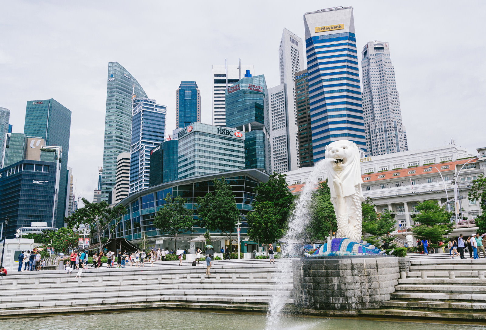 Crowds at Merlion Park and High-rise Buildings Free Stock Photo from ...